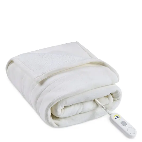 BEAUTYREST Serta Fleece To Sherpa Heated Throw, 50 X 60 - Ivory