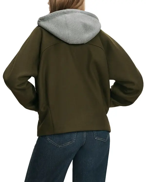 Veronica Beard Franklin Double Breasted Wool Blend Hoodie Coat