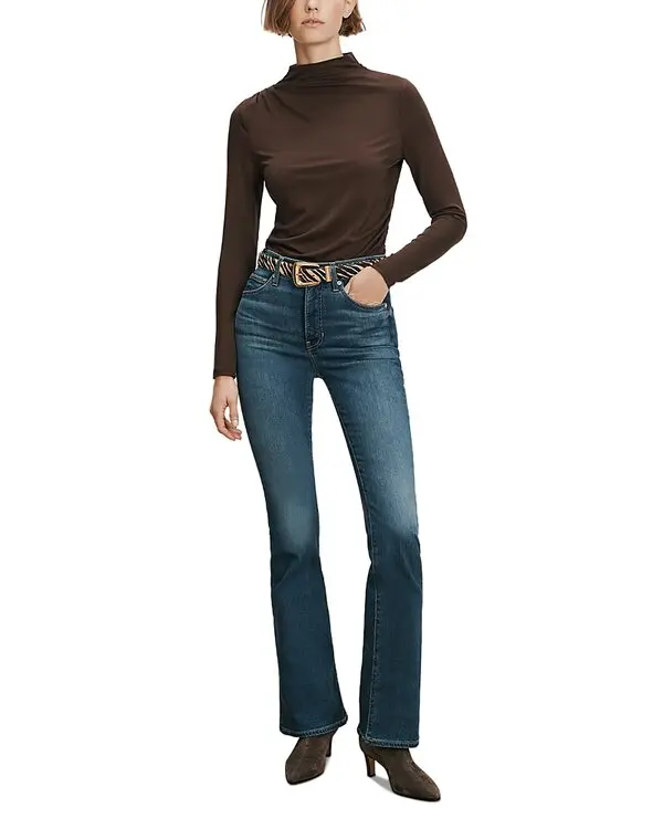 Veronica Beard Mylie Mock Neck Long Sleeve Ruched Top