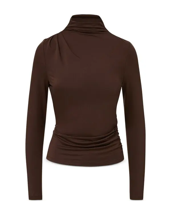 Veronica Beard Mylie Mock Neck Long Sleeve Ruched Top