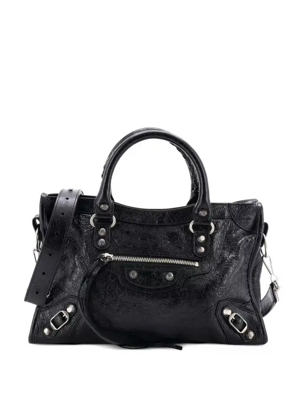 Balenciaga City Classic Studs Bag Leather Small Satchel - Black