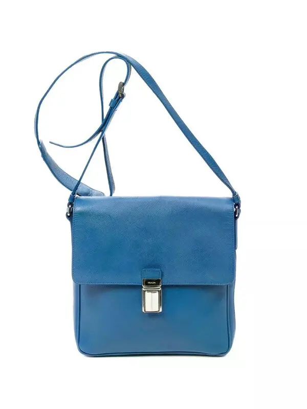 Prada Push-lock Leather Cross Body Bag - Blue