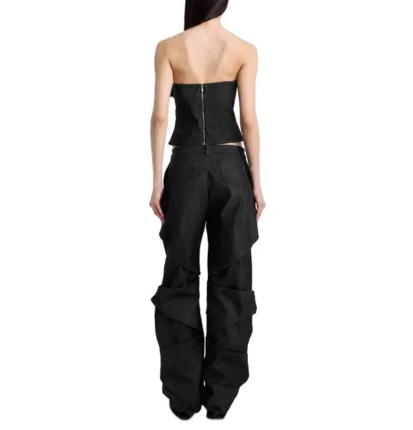 KATE BARTON Astrid Denim Sculpted Drape Trousers