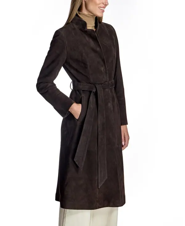 MAXIMILIAN Belted Suede Coat