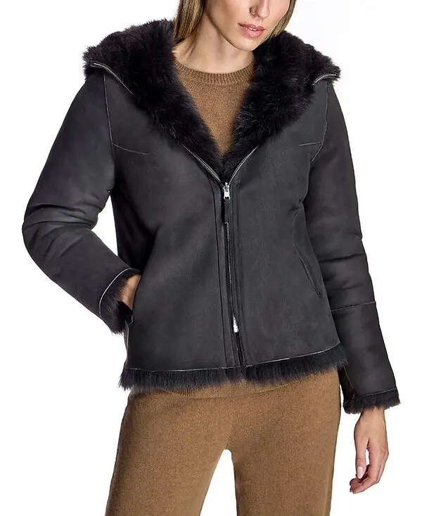 MAXIMILIAN Hooded Toscana Lamb Jacket - Brown