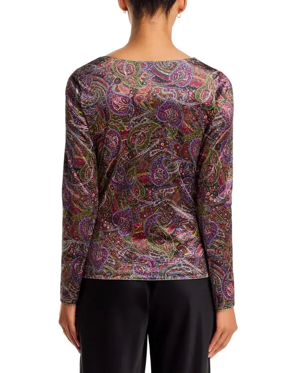 Johnny Was Stretch Velvet Asymmetric Top