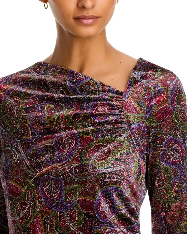 Johnny Was Stretch Velvet Asymmetric Top