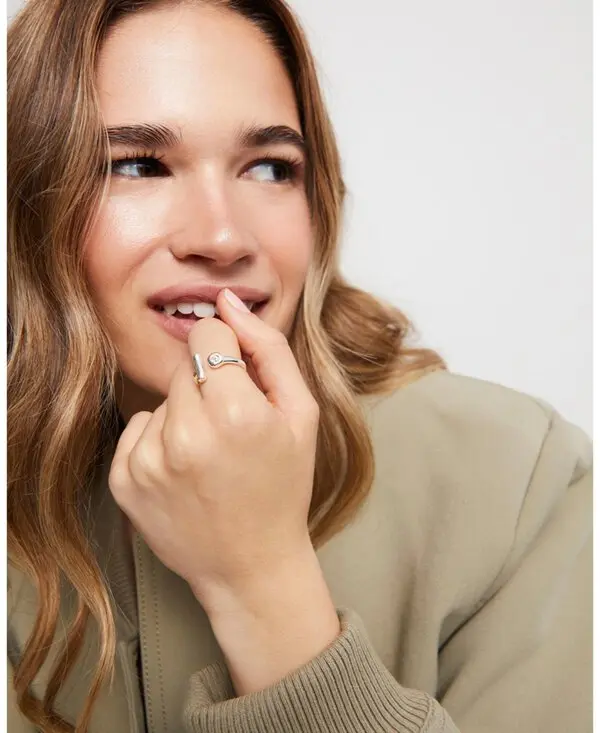 UNODE50 Open Sterling -plated Ring With White Topaz