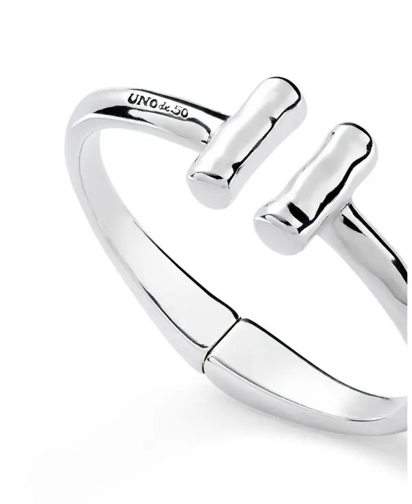 UNODE50 Rigid Sterling -plated Bracelet With Two Tubes At The Ends