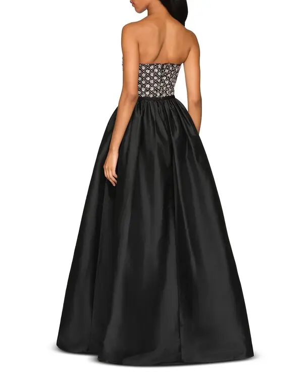 Theia Mila Beaded Strapless Taffeta Gown