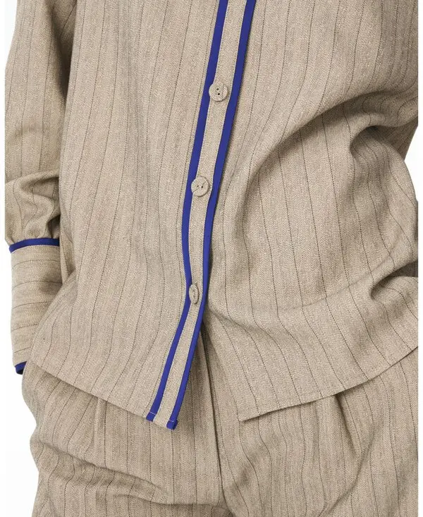 JANET HOWARD NEW YORK Herringbone Pinstripe Johnny Shirt