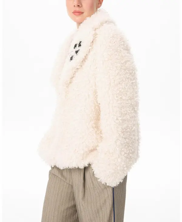 JANET HOWARD NEW YORK Faux Curly Lamb Marilyn Coat