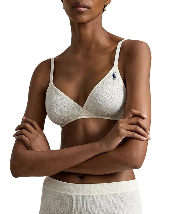 Polo Ralph Lauren Cabled Lace Bralette - Egret