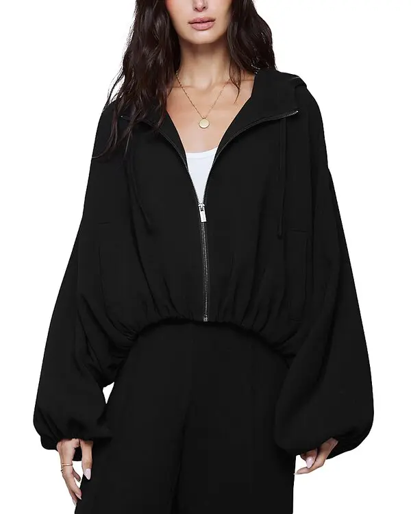 Splendid Jolene Bubble Hem Hooded Jacket - Black