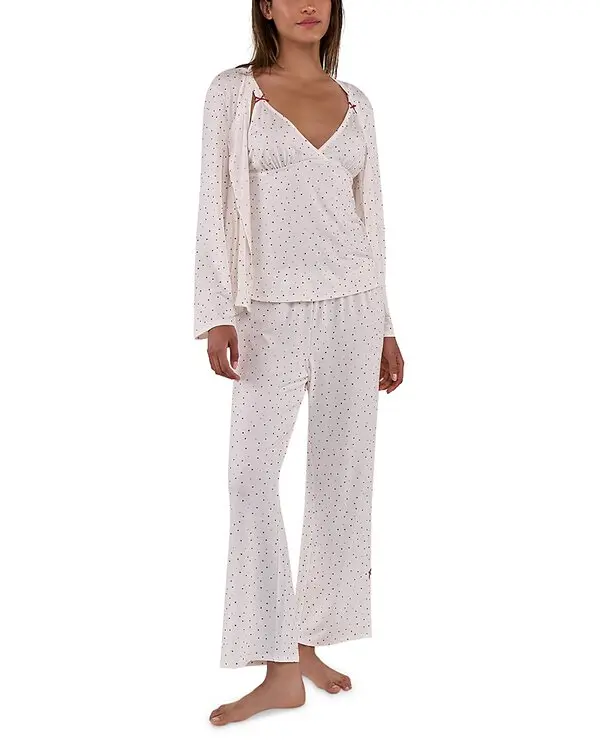 Flora Nikrooz Bridget Camisole, Pants & Cardigan Pajama Set - Red