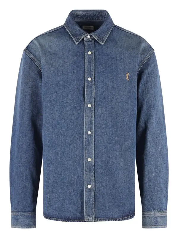 Saint Laurent Front-button Pointed-collar Curved-hem Shirt