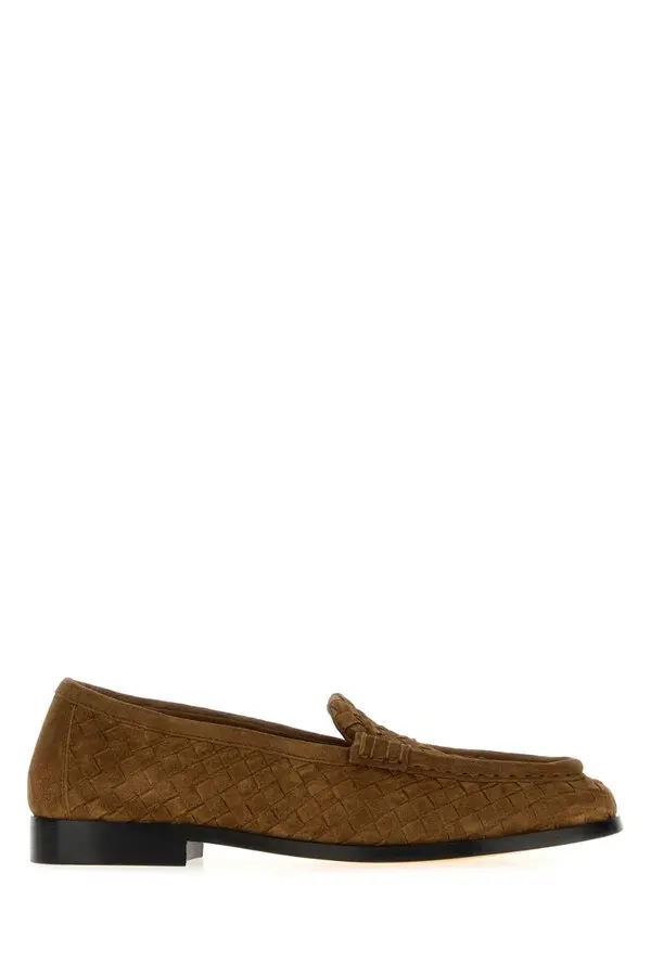 Bottega Veneta Biscuit Suede Loafers - Camel