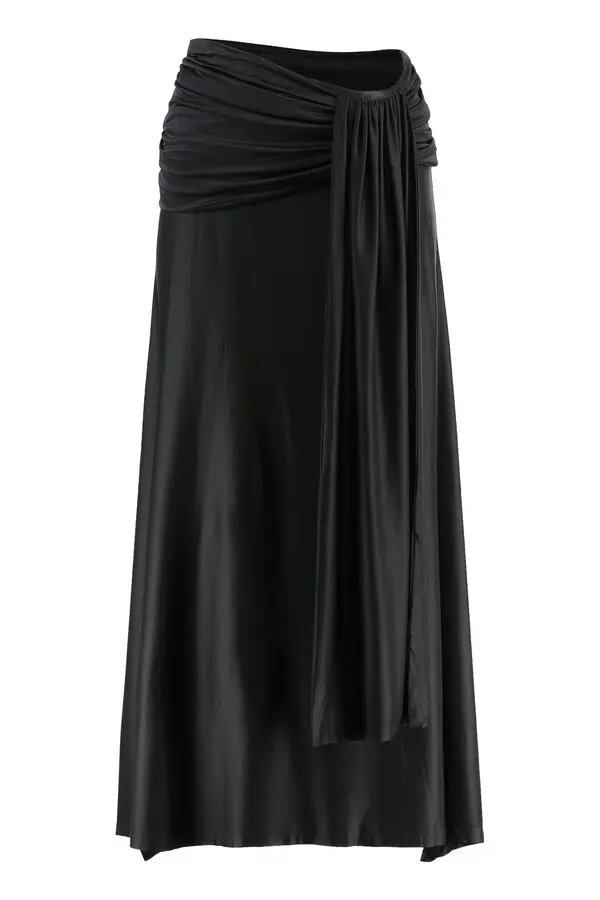 Rabanne Asymmetric Draped Maxi Skirt - Black