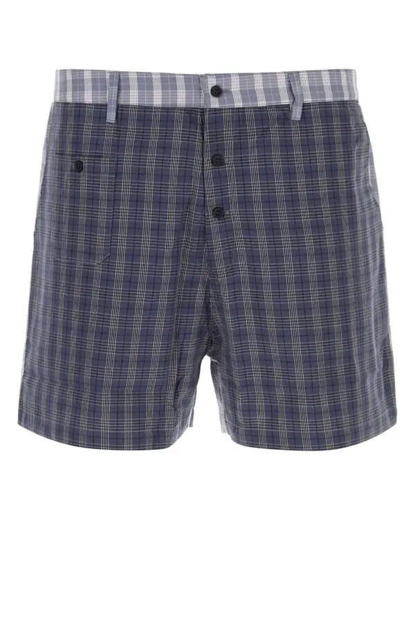 Gimaguas Embroidered Cotton Bermuda Shorts - Checked