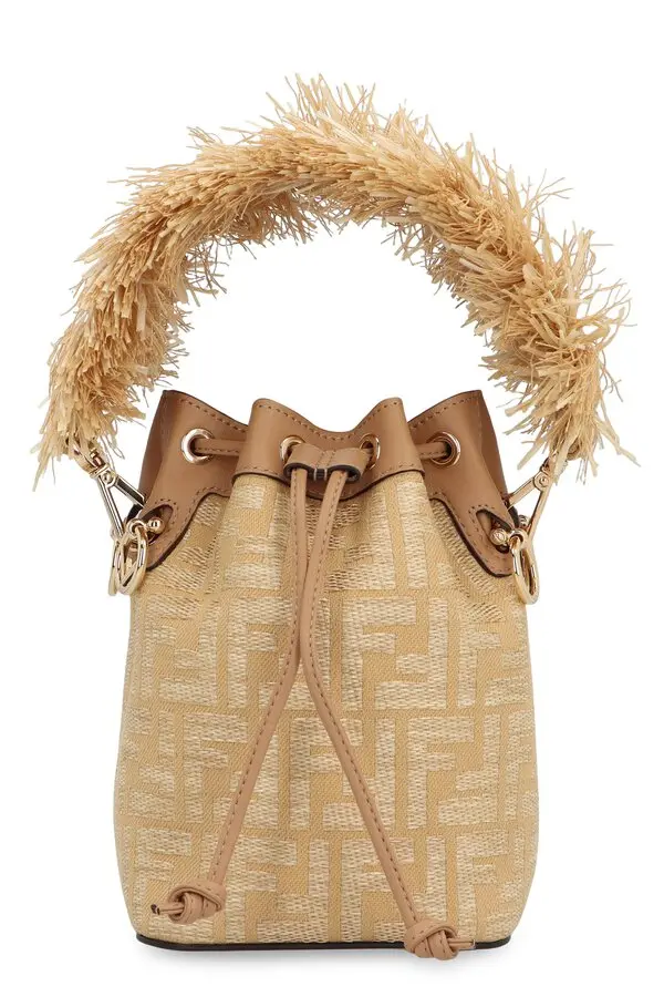 Fendi Mini Mon Tresor Jacquard Bucket Handbag - Ecru
