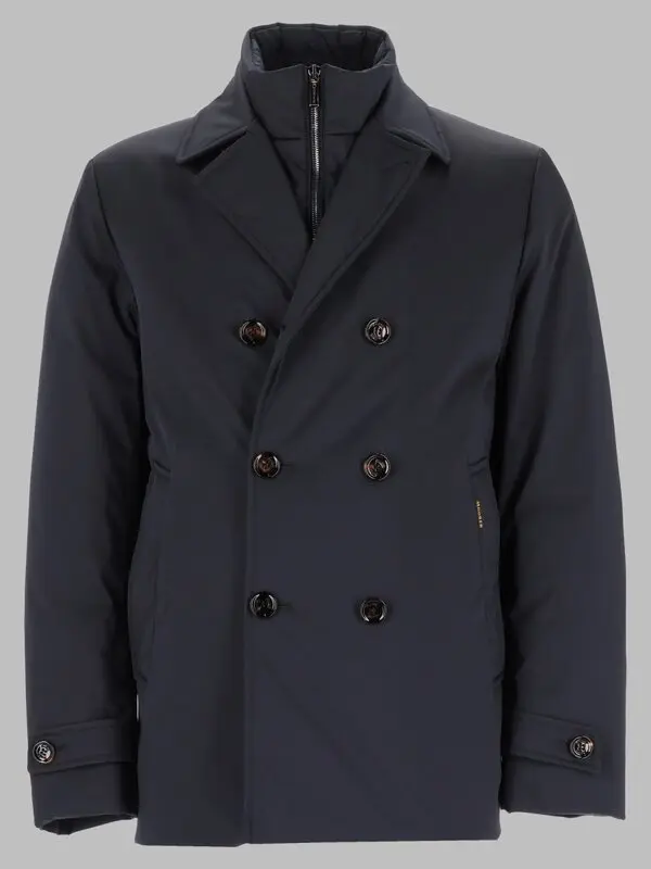 MOORER Italian-made 100% Polyester Trench Coat - Blue