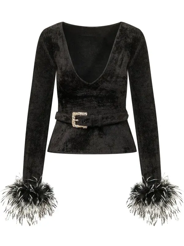 SELF-PORTRAIT Knit Feather Top