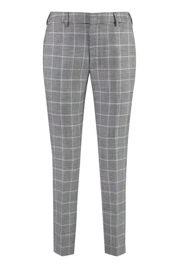PT TORINO Houndstooth Tailored Virgin Wool Trousers