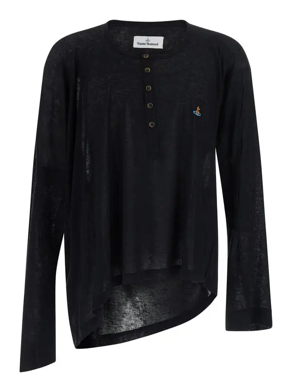 VIVIENNE WESTWOOD Long Sleeve Ribbed Jersey Top - Black