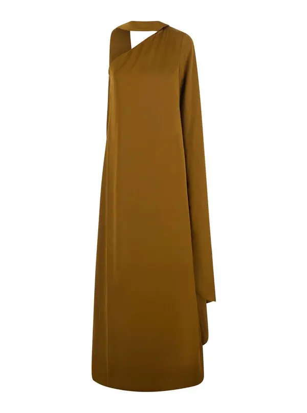 Solace London Maxi Long Dress In Fabric - Beige