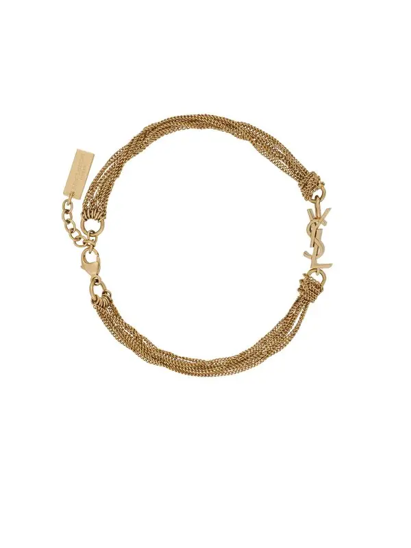 Saint Laurent Adjustable Lobster Clasp Charm Bracelet With Cassandre Charm - Oro