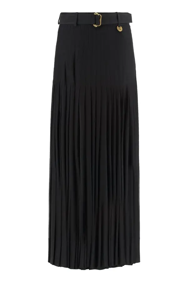 Burberry Belted Crepe Mini Skirt With Pleats - Blue