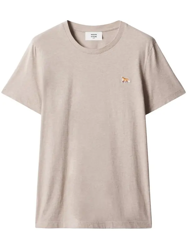 Maison Kitsuné Fox Embroidered Cotton T-shirt - Beige