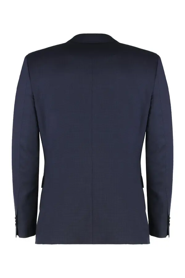 BOSS Stretch Wool Three-piece Suit For - Blue