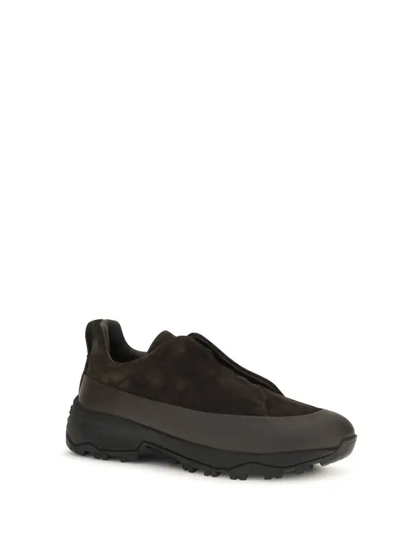 Zegna Triple Stitch™ Monte Leather And Suede Sneakers