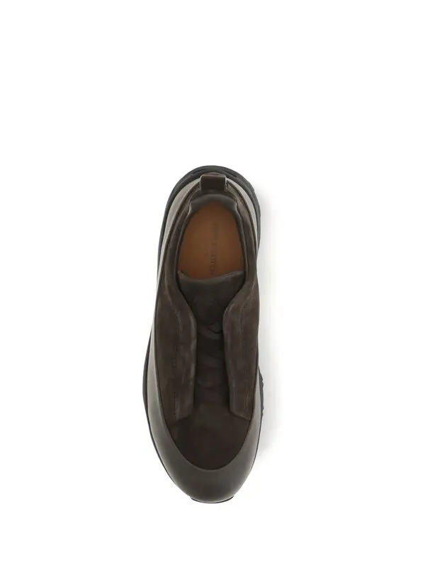 Zegna Triple Stitch™ Monte Leather And Suede Sneakers