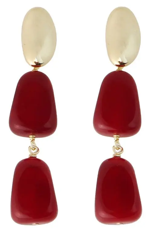 PANACEA Genuine Stone Linear Drop Earrings - Red