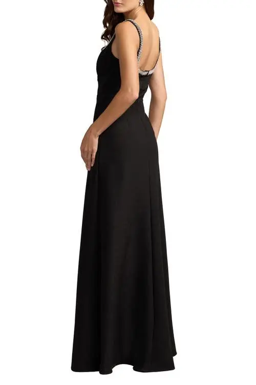 Mac Duggal Crepe A-line Gown With Rhinestone Trim