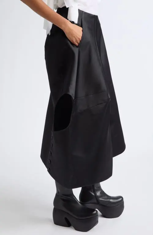 Comme Des Garçons Asymmetrical Draped Satin Midi Skirt