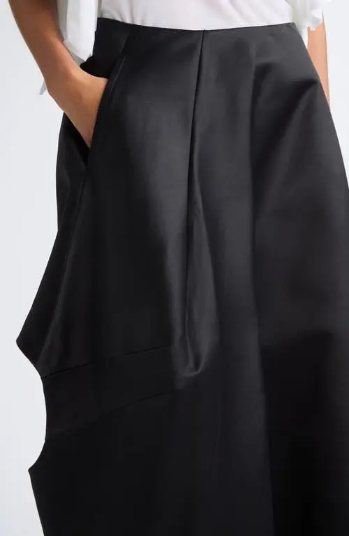 Comme Des Garçons Asymmetrical Draped Satin Midi Skirt