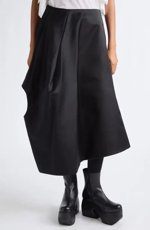 Comme Des Garçons Asymmetrical Draped Satin Midi Skirt - Black