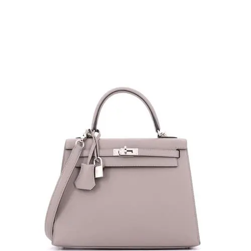 Hermès Kelly Handbag Epsom With Palladium Hardware 25 - Grey