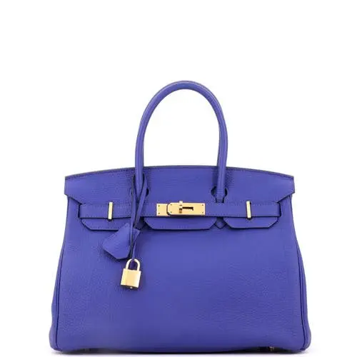 Hermès Birkin Handbag Togo With Gold Hardware 30 - Blue