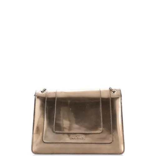BVLGARI Serpenti Forever Square Shoulder Bag Metallic Leather Medium