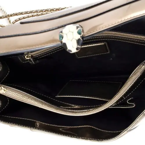 BVLGARI Serpenti Forever Square Shoulder Bag Metallic Leather Medium