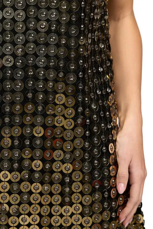Mac Duggal Metallic Embellished Mini Dress