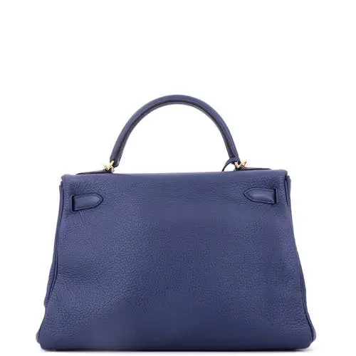 Hermès Kelly Handbag Clemence With Gold Hardware 32