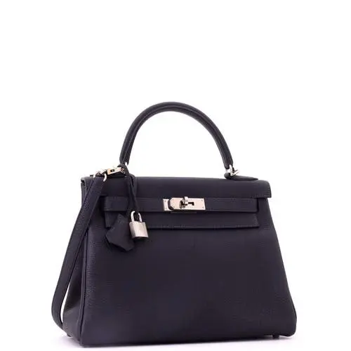 Hermès Kelly Handbag Blue Togo With Palladium Hardware 28