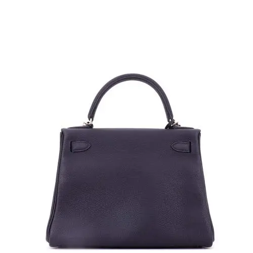 Hermès Kelly Handbag Blue Togo With Palladium Hardware 28