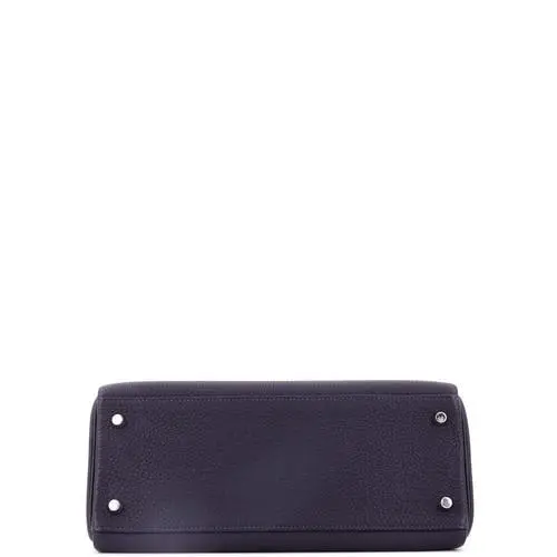 Hermès Kelly Handbag Blue Togo With Palladium Hardware 28