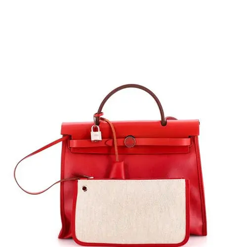 Hermès Herbag Zip Berline Vache Canvas And Leather 31